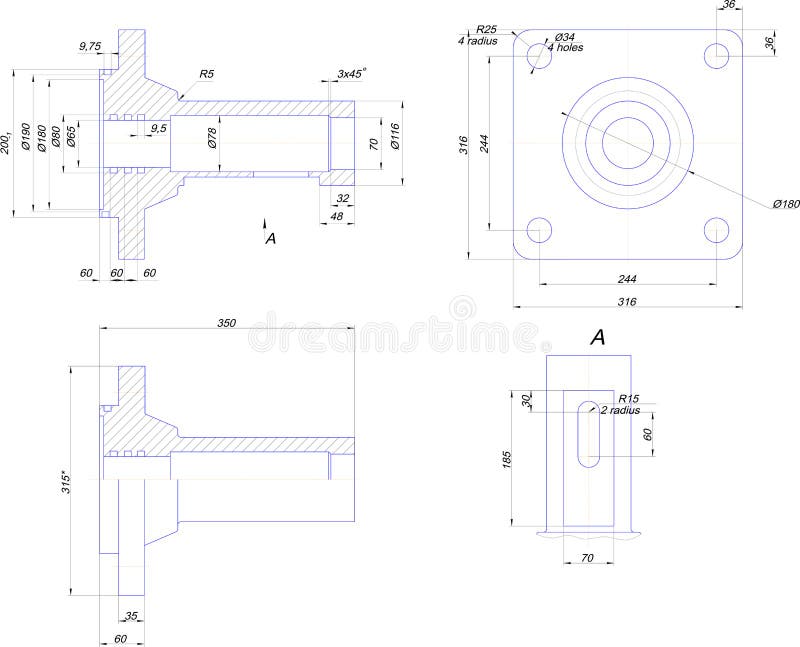 Engineering Drawing Steel Bush Stock Illustrations – 7 Engineering ...