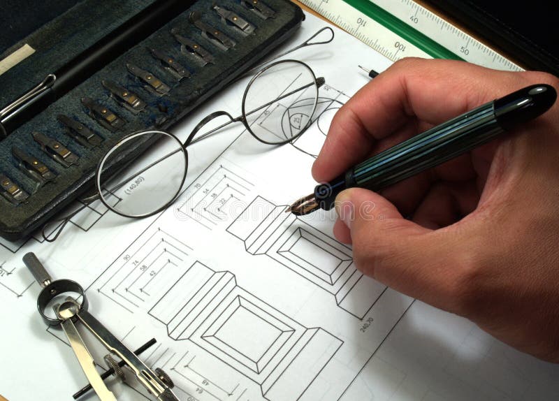 Engineering drawing tools stock image. Image of blue - 44919557