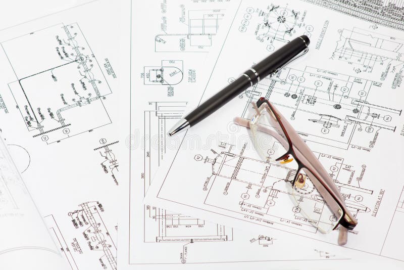 The engineering drawing stock image. Image of architecture - 18697099