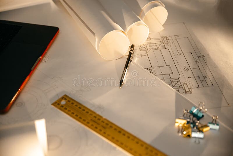 Engineering Drawings and Side Light, Protractor, Notebook, Term Paper ...