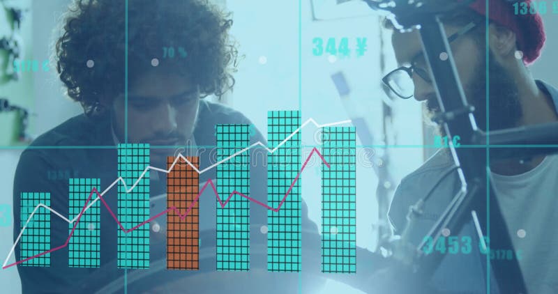 Engineering Duo Positioning Wheel and Overlaying Bar Charts Analyzing ...