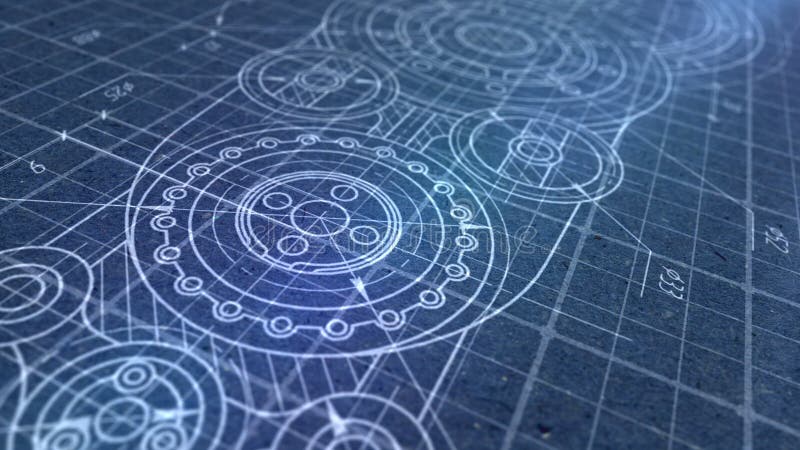 Technical Drawing of Gears .Rotating Mechanism of Round Parts .Machine ...