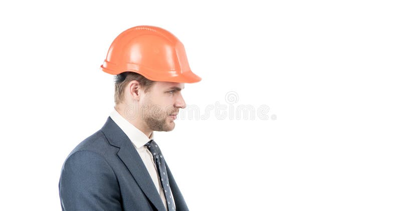 Engineering. Engineer Side-face Isolated on White. Serious Engineer in ...