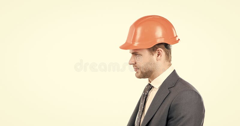 Engineering. Engineer Side-face Isolated on White. Serious Engineer in ...