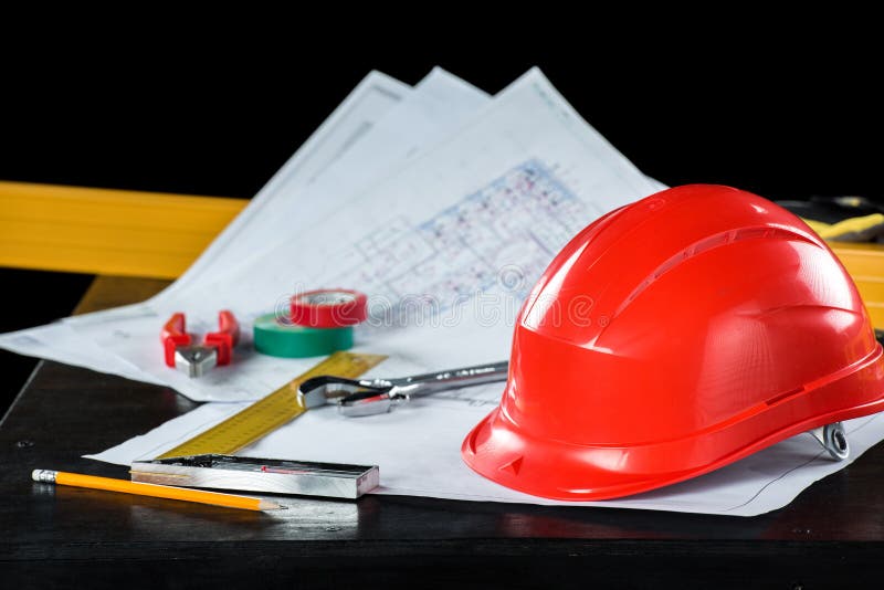 Engineering Equipment on Table Stock Photo - Image of meter, safety ...