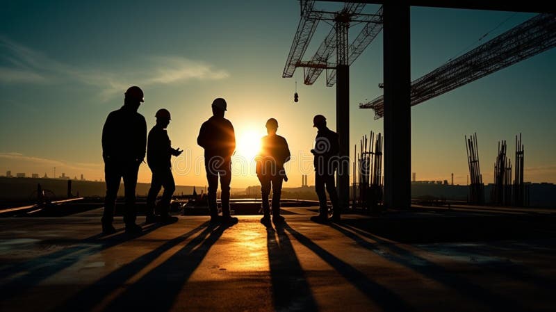 Engineering Excellence, Silhouette of Team Working on Site Stock ...