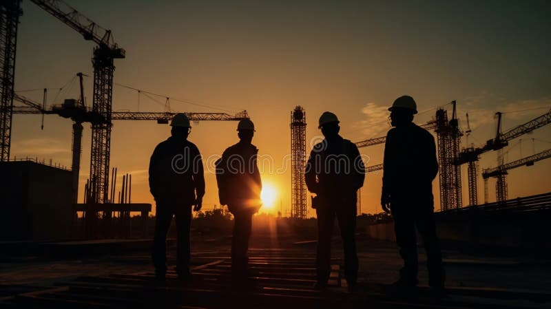 Engineering Excellence, Silhouette of Team Working on Site Stock ...