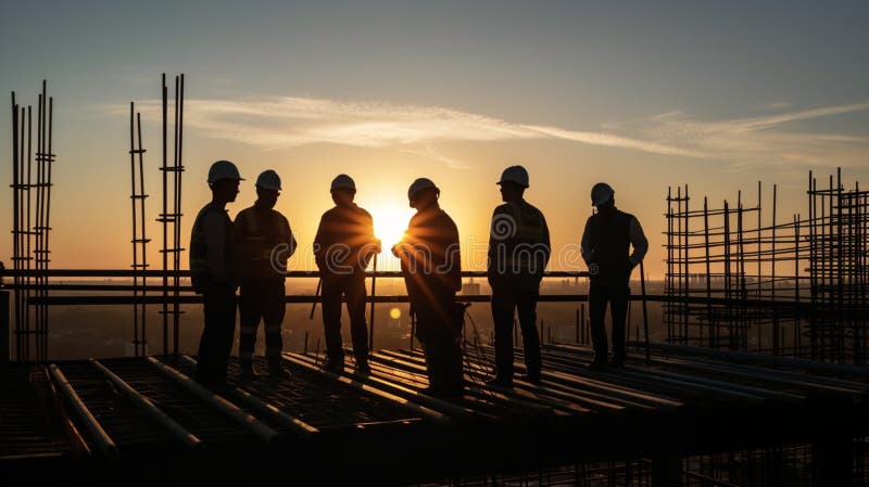 Engineering Excellence, Silhouette of Team Working on Site Stock ...