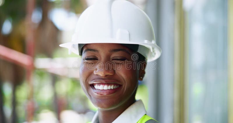 Engineering, Face or African Woman on Construction Site for Project ...