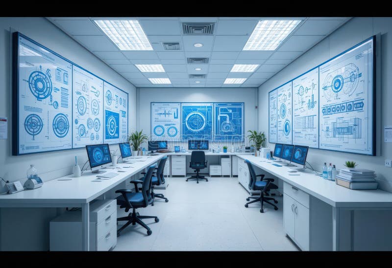 Engineering Focused Scientific Workspace Featuring Blueprint Inspired ...