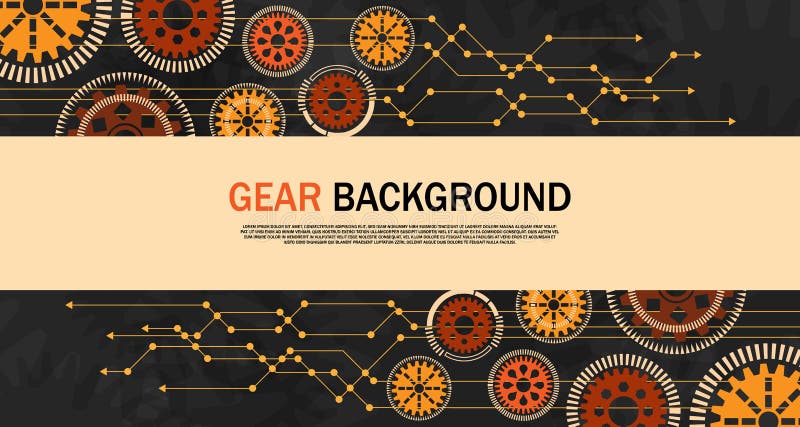 Engineering Gear Orange on Black Background with Technology-style ...