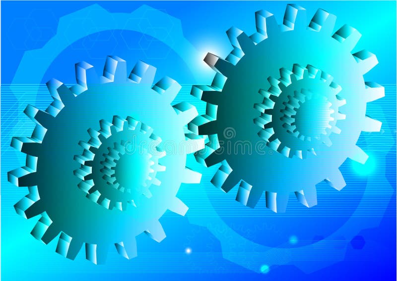 Engineering Gear Technology Concept Vector Illustration Blue Background ...