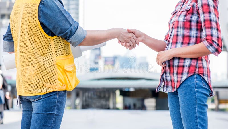 Engineering Handshake for Successful Stock Image - Image of industry ...