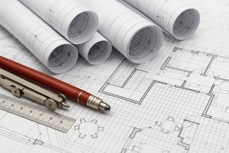 Engineering House Floor Plan Drawing, Architectural Blueprint with ...