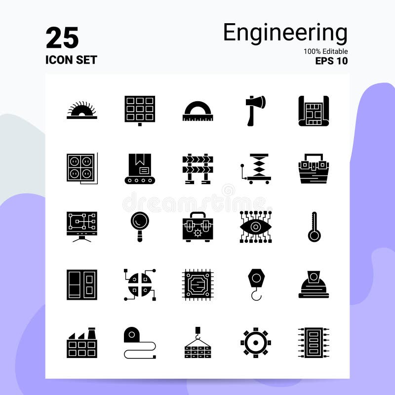 25 Engineering Icon Set. 100 Editable EPS 10 Files Stock Vector ...