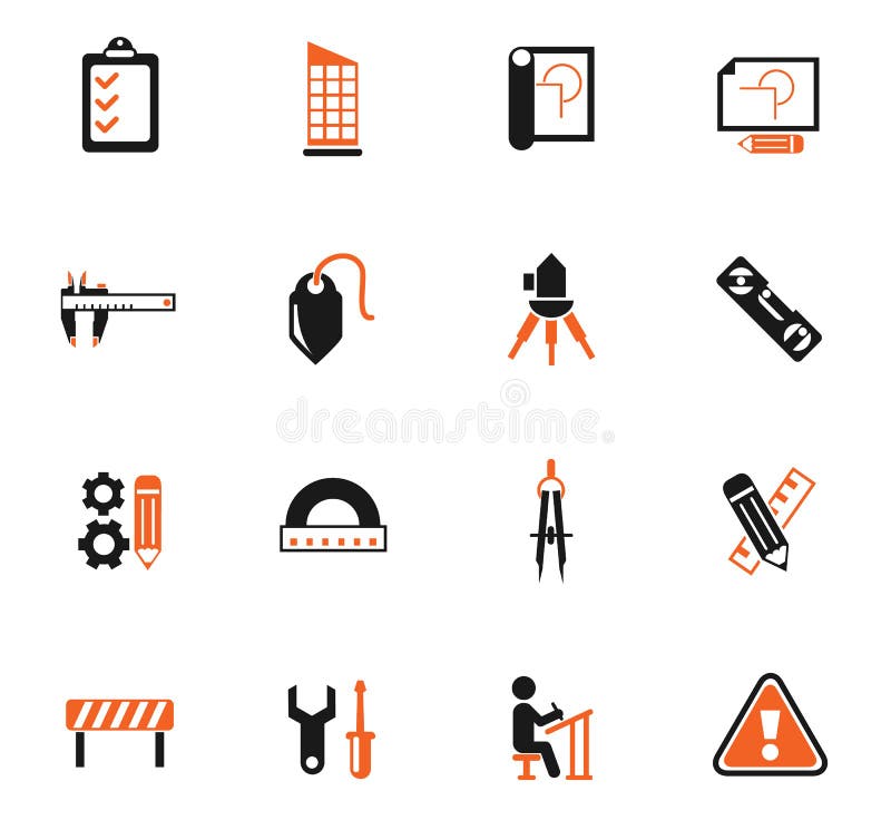 Engineering icon set stock vector. Illustration of orange - 123431235