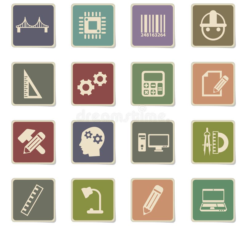 Engineering icon set stock vector. Illustration of laptop - 121914222