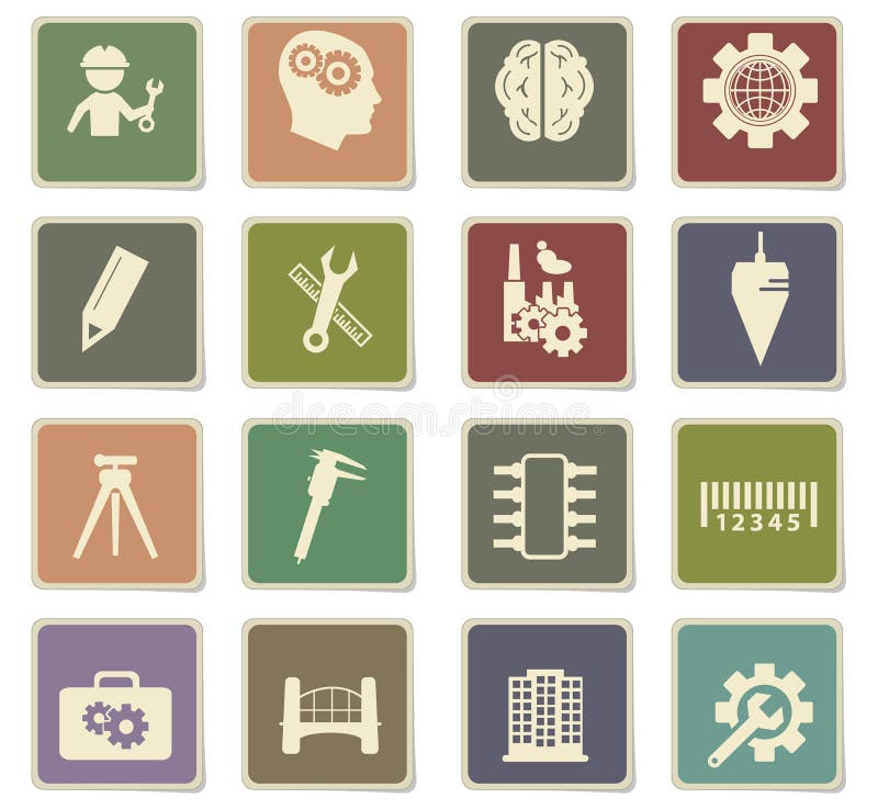 Engineering icon set stock illustration. Illustration of vernier - 89865421