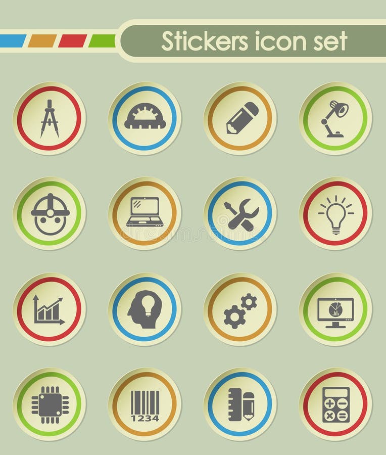 Engineering icon set stock vector. Illustration of sticker - 240370344