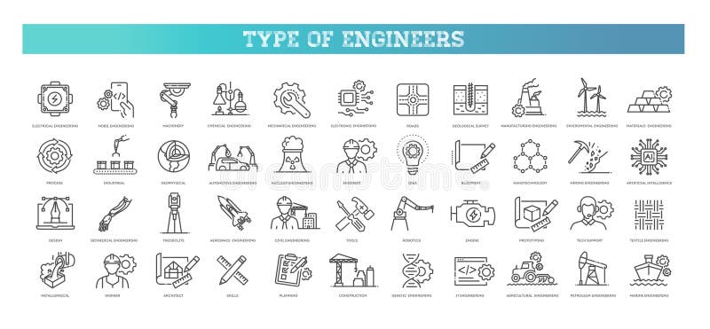Engineering Icon Vector Set. Construction Illustration Sign Collection. Designing Symbol or Logo ...
