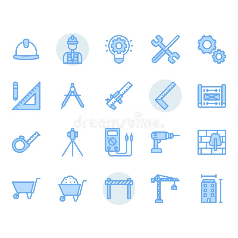 Engineering Icon and Symbol Set Stock Vector - Illustration of icons ...