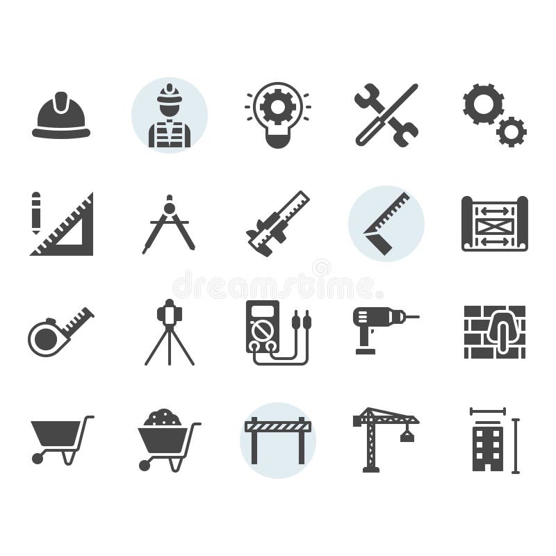 Engineering Icon Vector Set. Construction Illustration Sign Collection. Designing Symbol or Logo ...