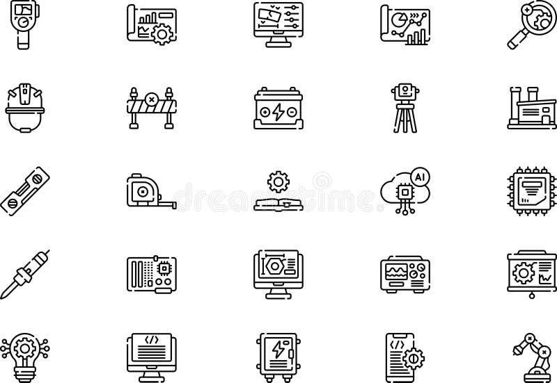 Engineering Icons Collection is a Vector Illustration with Editable ...