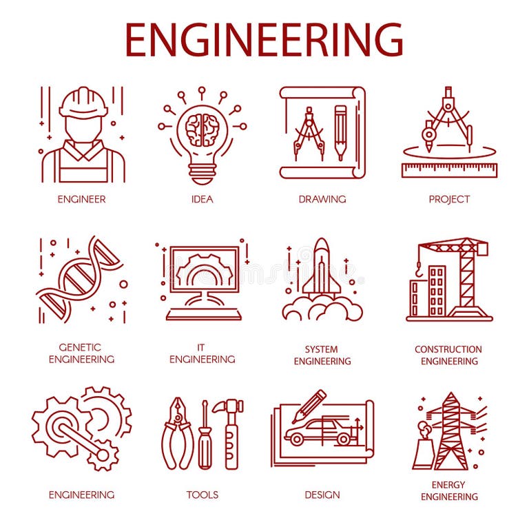 Engineering Icons for Construction Building or Plan Drawing and Energy ...
