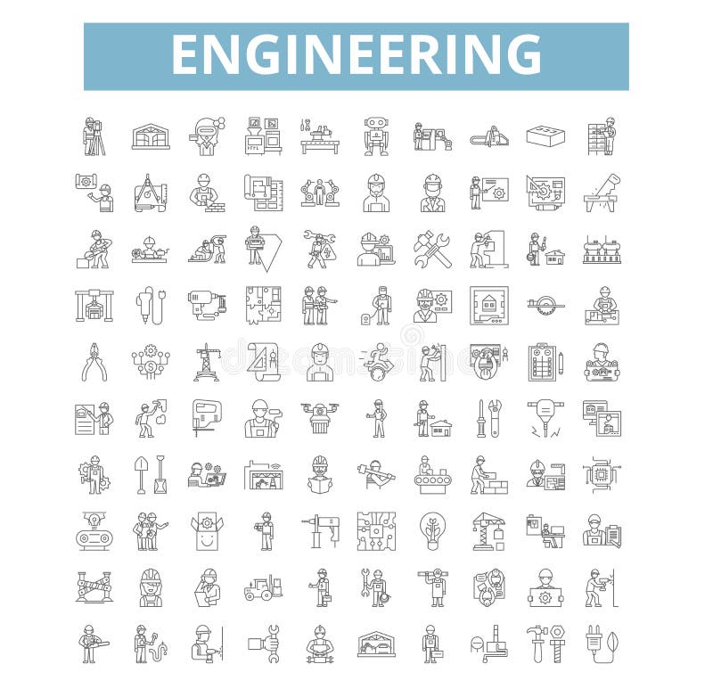 Engineering Icons, Line Symbols, Web Signs, Vector Set, Isolated ...