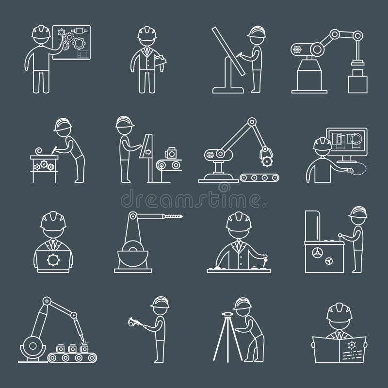 Engineering icons set stock vector. Illustration of equipment - 39850969