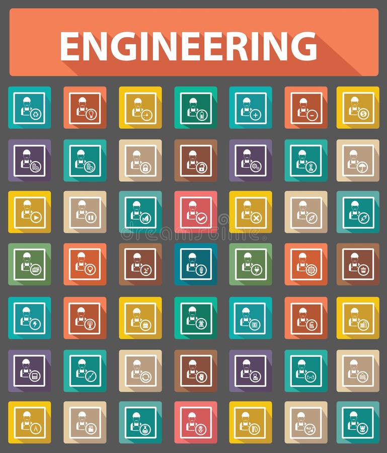 Engineering Icons,Retro Style,Colorful Version Stock Illustration ...