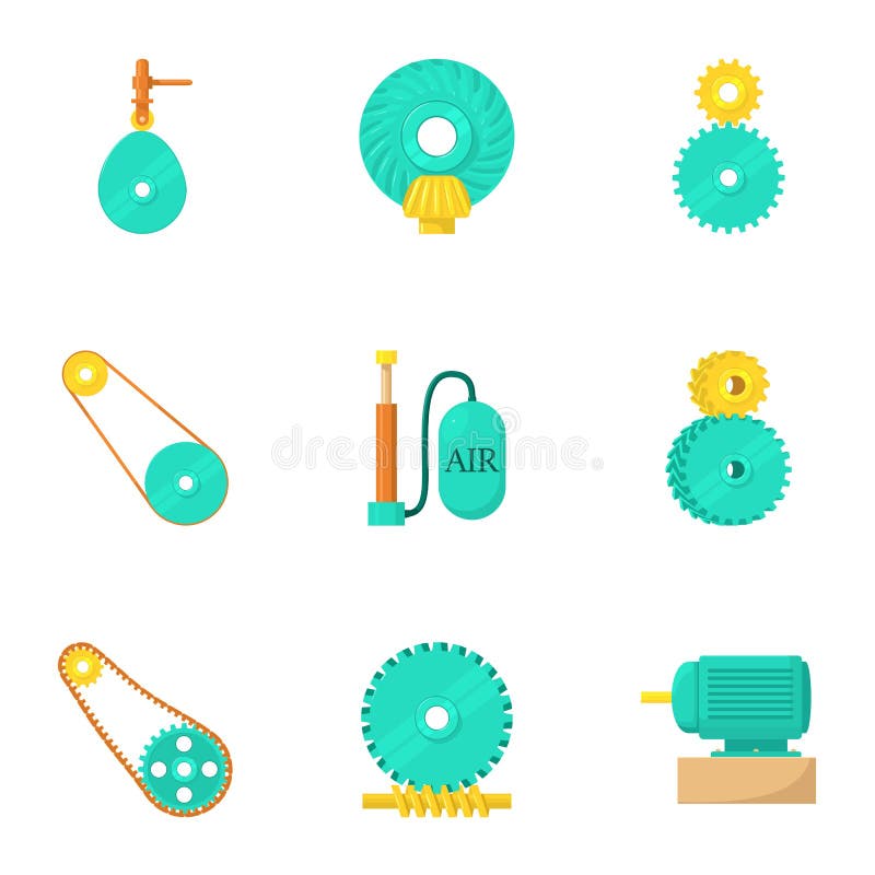 Engineering Icons Set, Cartoon Style Stock Vector - Illustration of ...