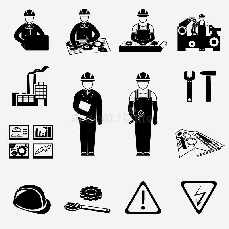 Flat Engineering Icons Set stock vector. Illustration of assemblage ...