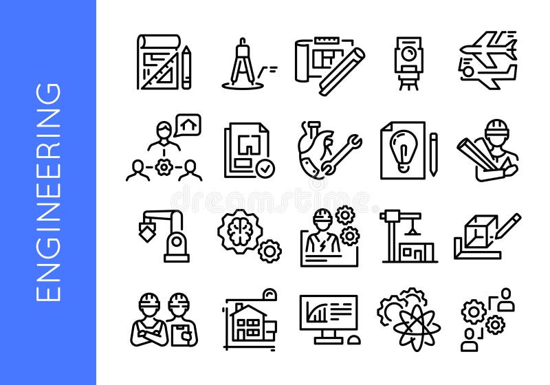 Engineering Icons Set stock vector. Illustration of architectural ...