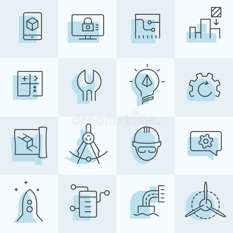 Engineering icons Set stock illustration. Illustration of tool - 101850458
