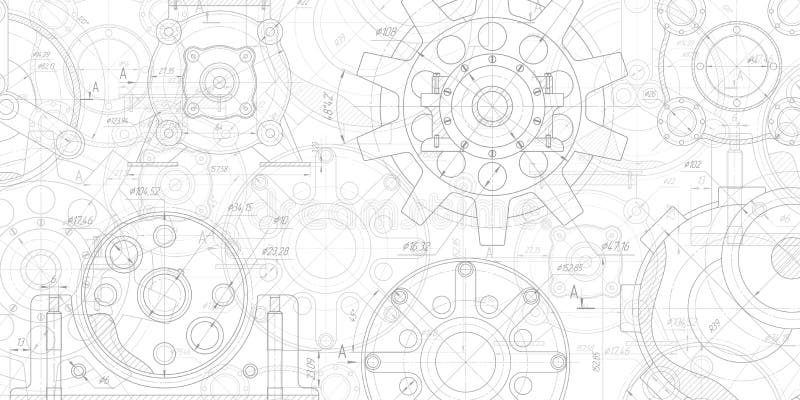 Engineering Industrial Background.Technical Drawing .Technology Banner ...