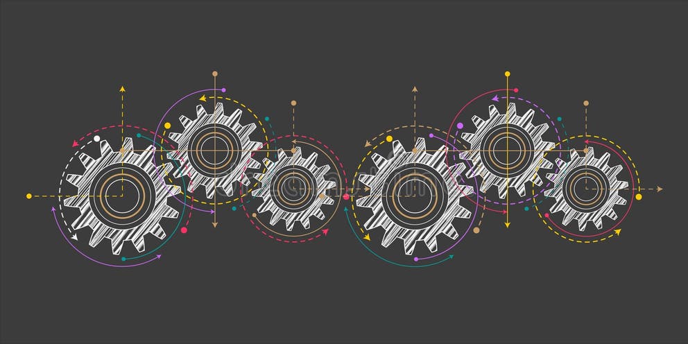 Engineering Industry. Gears. Technical Drawing of Gear .Technology ...