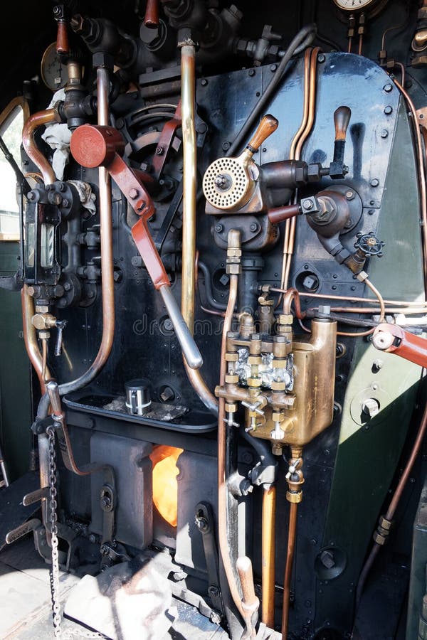 The Engineering Inside the Cab of a Steam Train Stock Photo - Image of ...