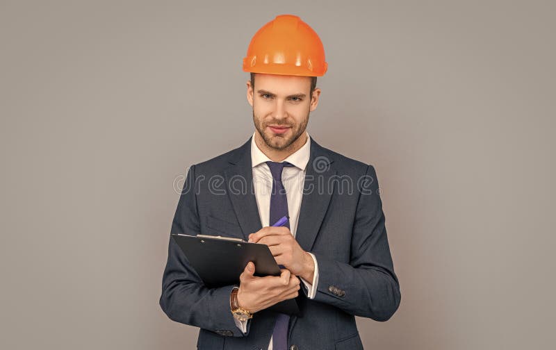 Engineering Inspection Supervisor Isolated on Grey. Inspection by ...