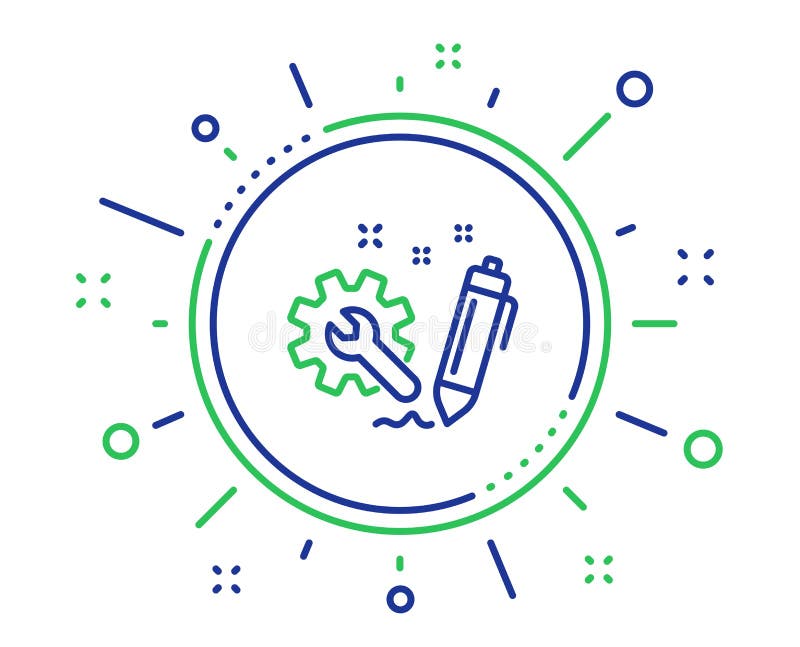 Engineering Line Icon. Cogwheel and Wrench Tool Sign. Vector Stock ...