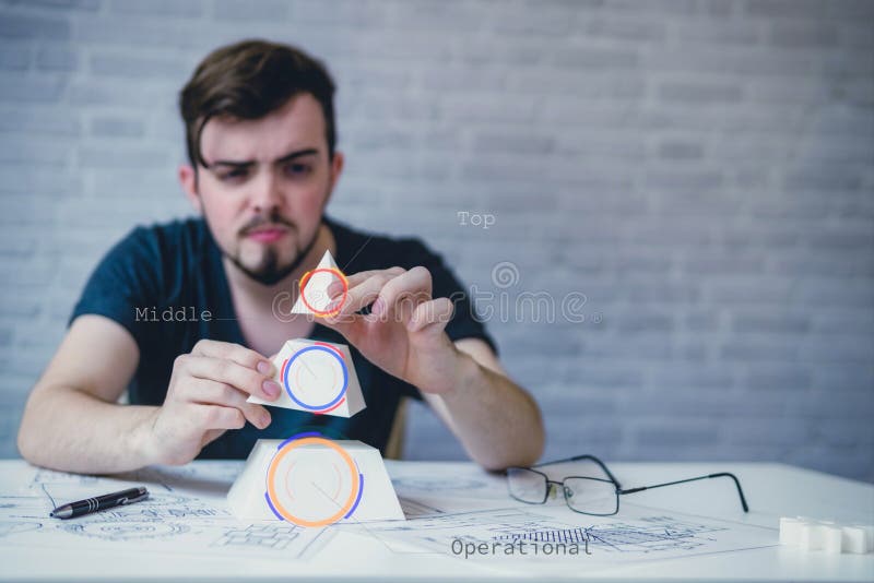 Engineering Man Testing Assembly of Pyramid Model 3D Printer Com Stock ...