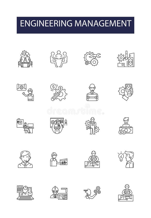 Engineering Management Line Vector Icons and Signs. Management ...