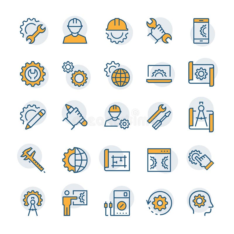 Engineering and Manufacturing Icon Set in Thin Line Style. Vector Symbols Stock Vector ...