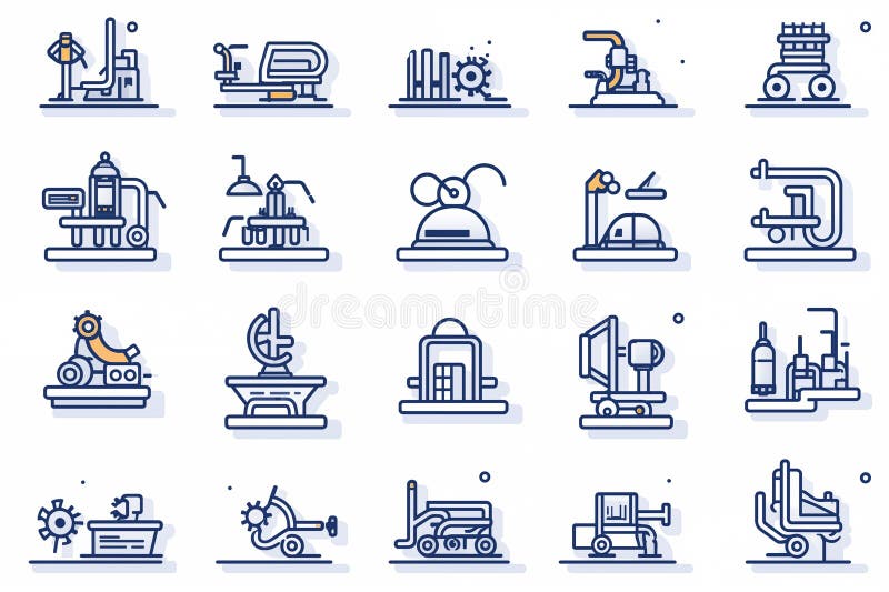 Engineering and Manufacturing Icon Set in Thin Line Style. Vector ...