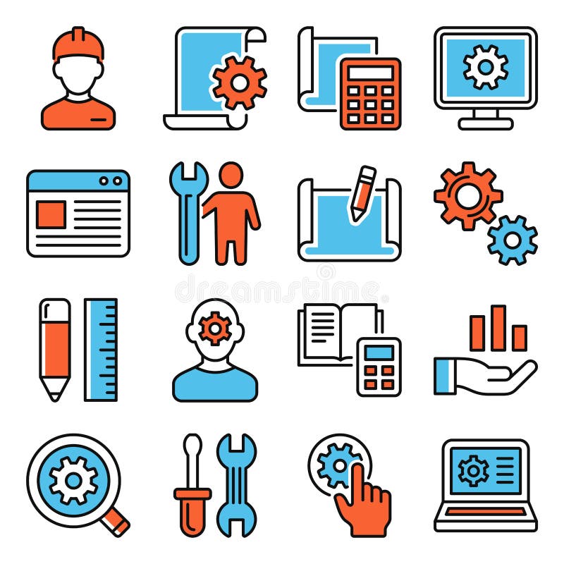 Manufacturing and Engineering Icons Set. Vector Stock Vector ...