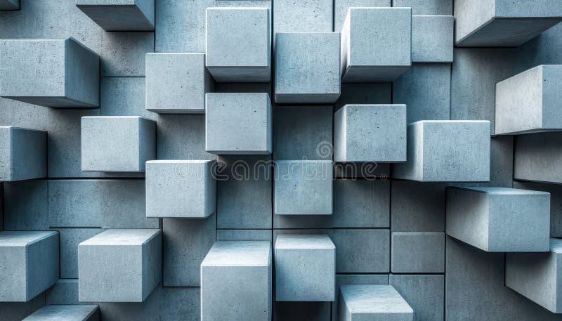 Engineering Materials Showcase with Geometric Concrete Blocks in an ...