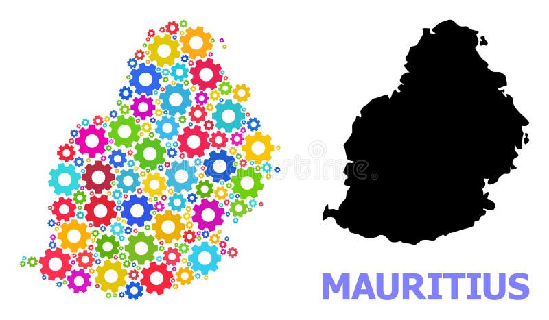 Engineering Mosaic Map of Mauritius Island with Colored Gear Wheels ...