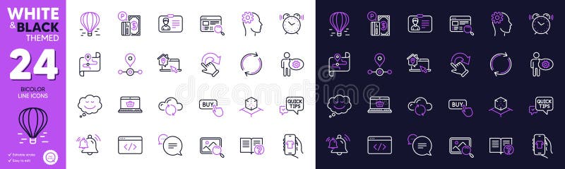 Engineering, Parking Payment and Identification Card Line Icons for ...