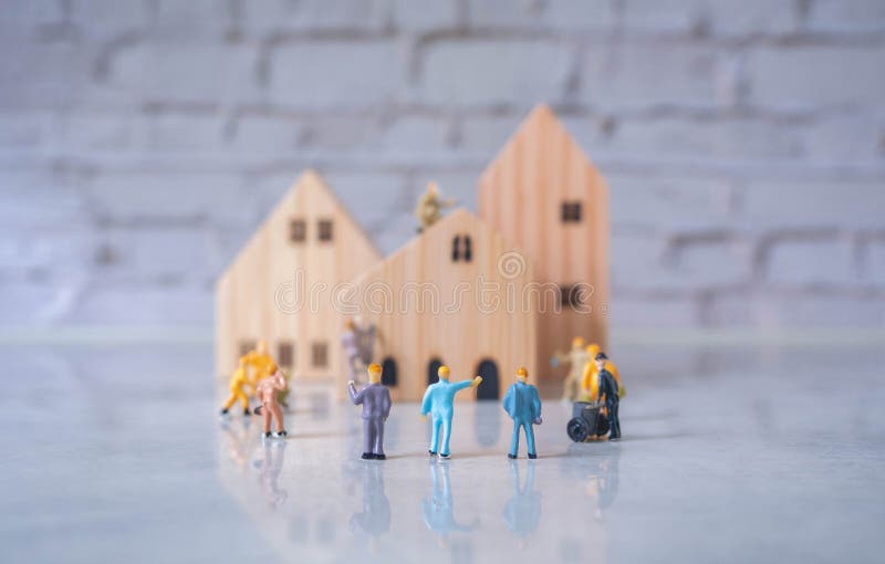Engineering People and Architecture Miniature Workers Team Working on ...