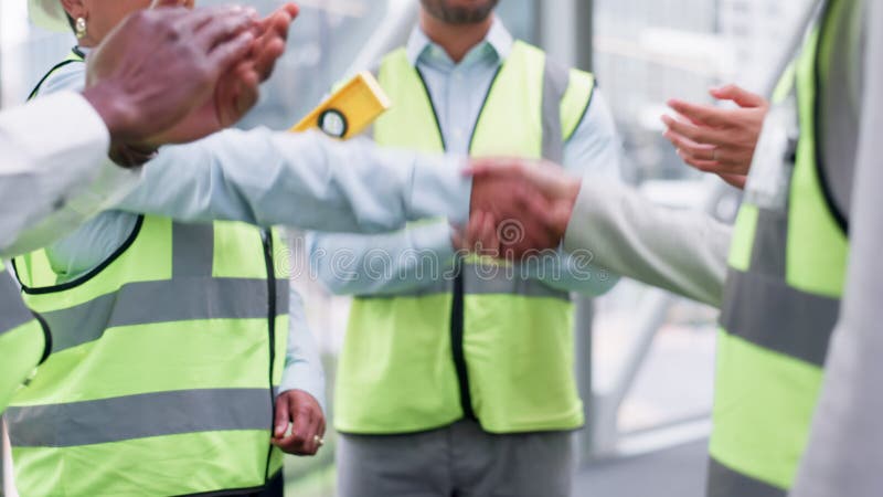 Engineering People, Handshake and Applause for Construction Meeting ...